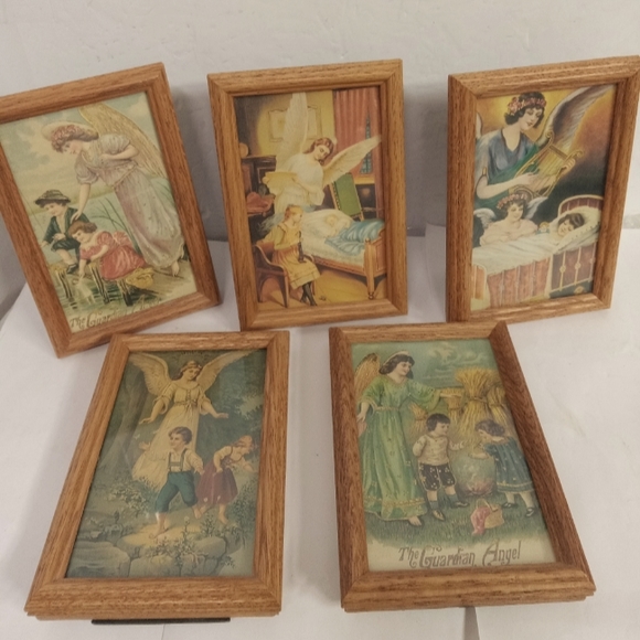 Dickinson | Art | Vintage Set 5 The Guardian Angel Photos Wood Framed ...
